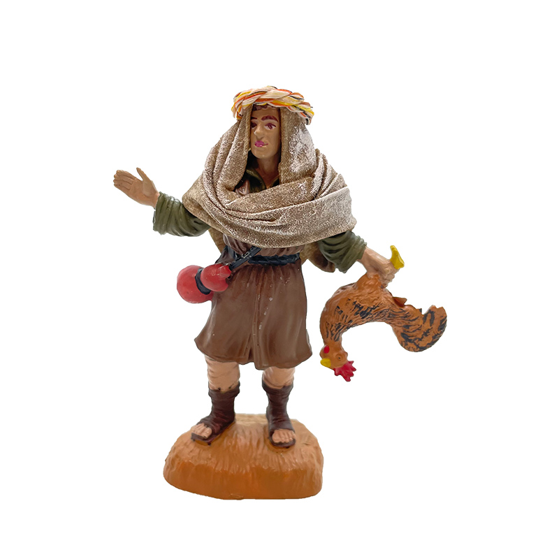 Pastor con gallo 10 cm durexina tela - Belenes No solo fiesta